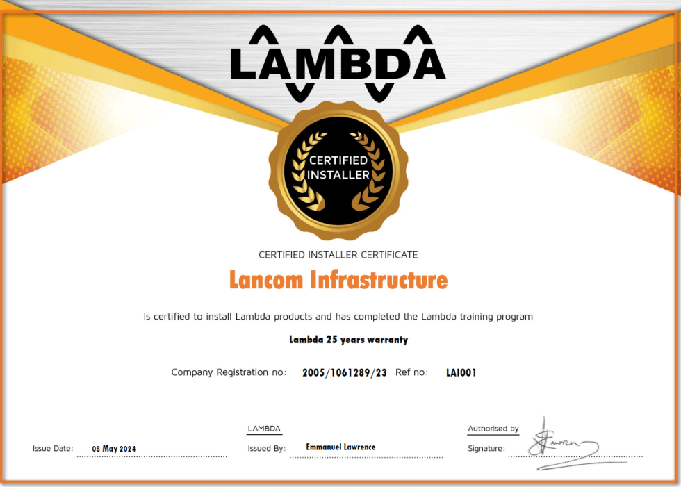 Lambda structure cabling - Lancom infrastructure